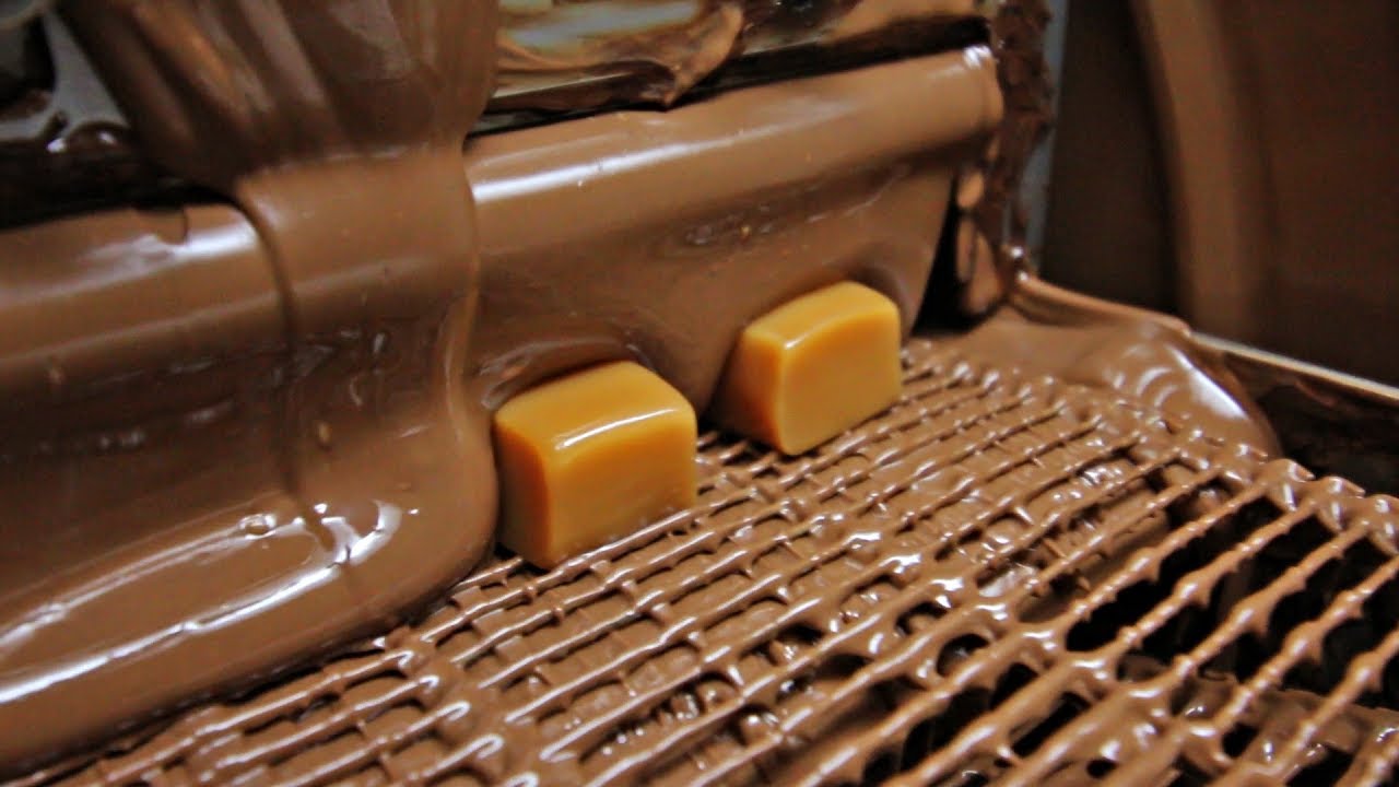 Covering Sea Salt Caramels with The Enrober - YouTube