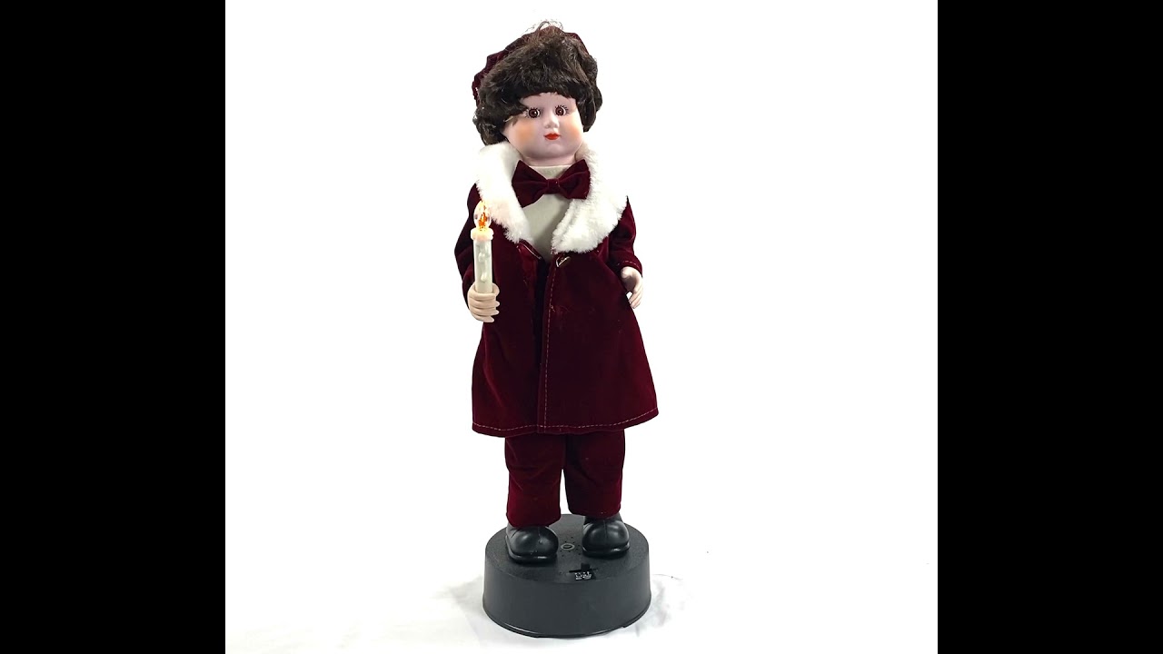 Telco Creations Motion-eyes 18” Musical Christmas Caroler Figure - YouTube