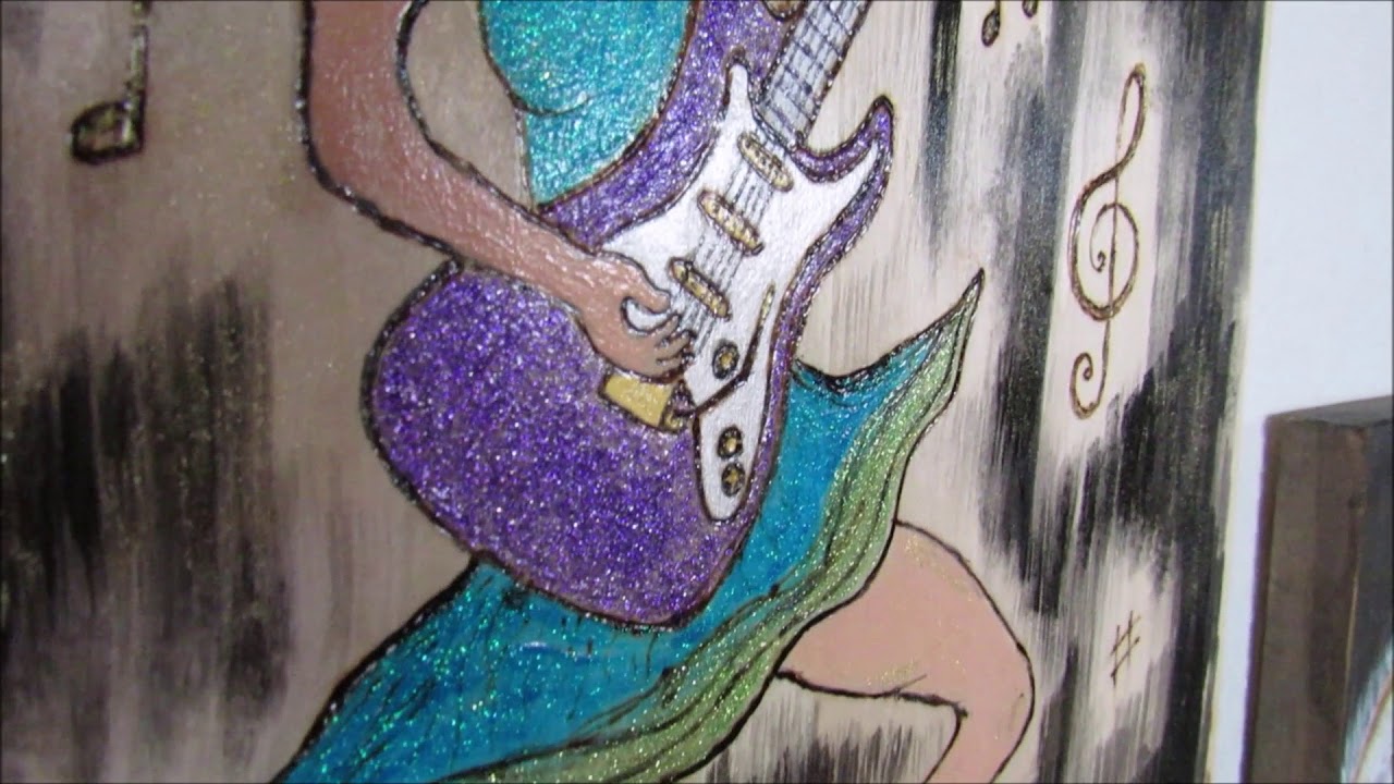 Ballerina painting Guitarist pyrography wall art - YouTube