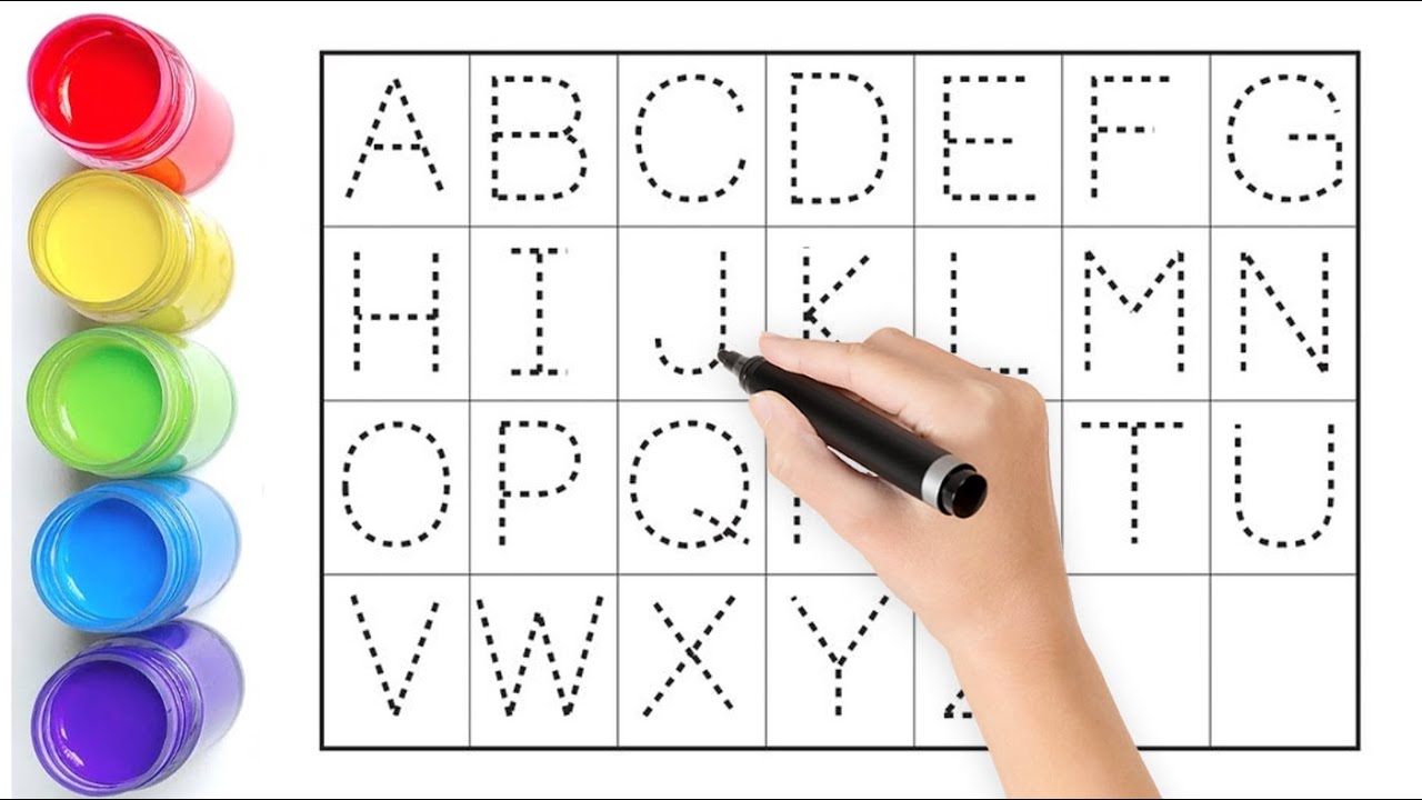 Alphabet writing collection of uppercase letters along the dotted lines ...