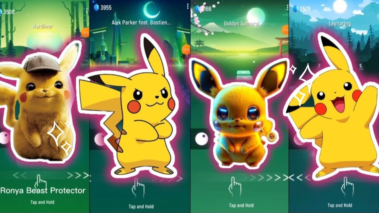 Pikachu vs Pikachu vs Pikachu vs Pikachu - Tiles Hop EDM Rush - YouTube