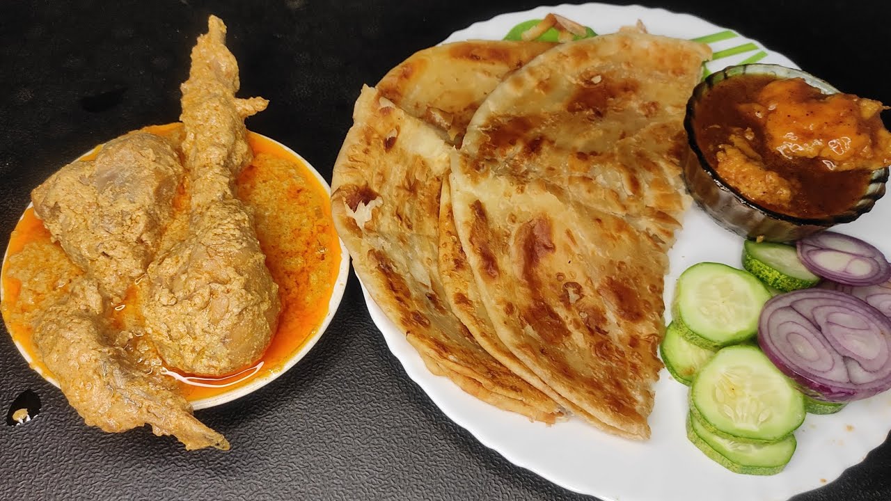 asmr eating lachha paratha | chilli chicken & extra oily gravy chicken ...
