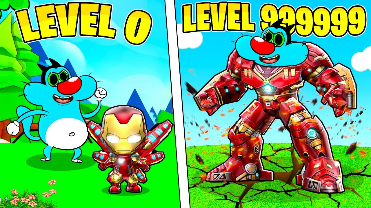 Roblox Oggy Become Max level Of Iron Man With Jack In Super Hero Tycoon ...