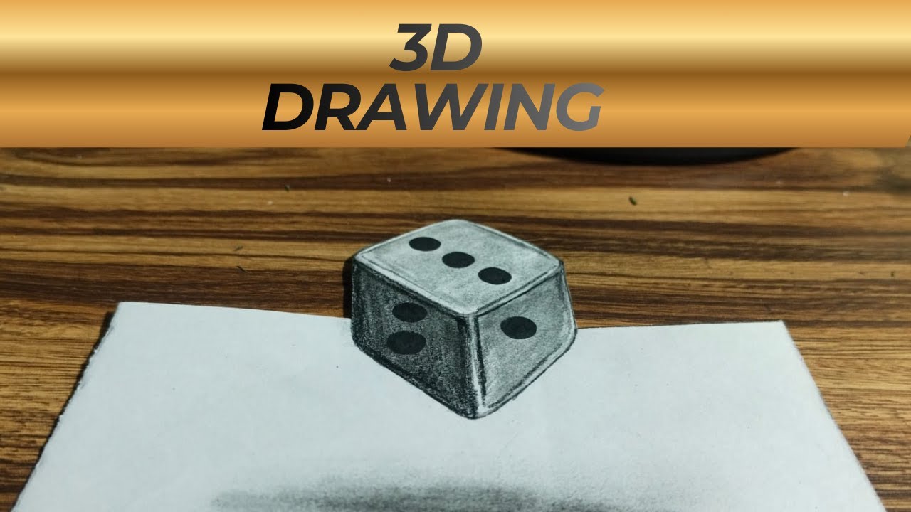 Realistic 3D Dice Drawing | Easy Step-by-Step Optical Illusion Art ...