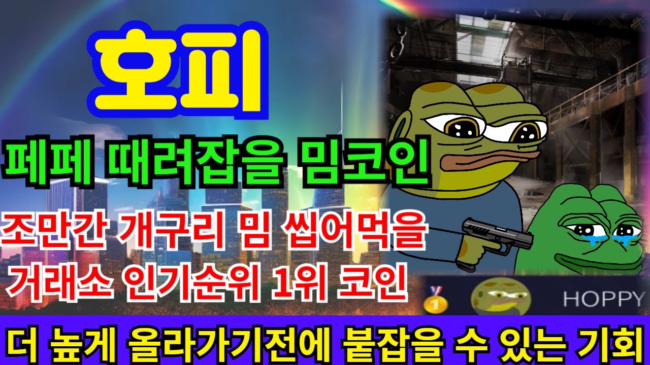 호피 코인 제2의 페페 개구리 관련 밈코인 다 씹어먹고 현재 가장 인기있는 개구리 등극 더 높이 비상하기전에 꼭