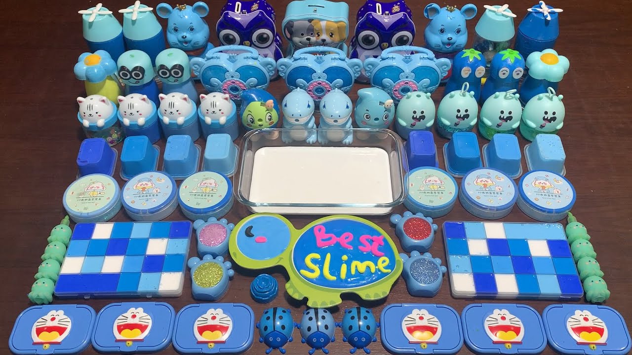 SPECIAL WITH Blue Slime! Mixing Random into GLOSSY Slime #1225 - YouTube