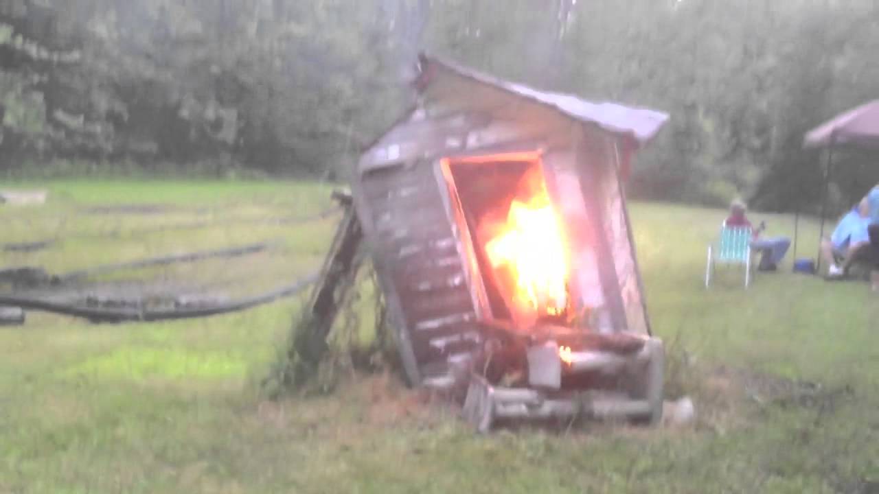 Outhouse fire - YouTube