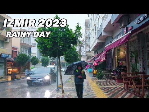 Izmir RAIN Walk - Walking Experience in Narlıdere on a Rainy Day - Feb 2023 TURKEY