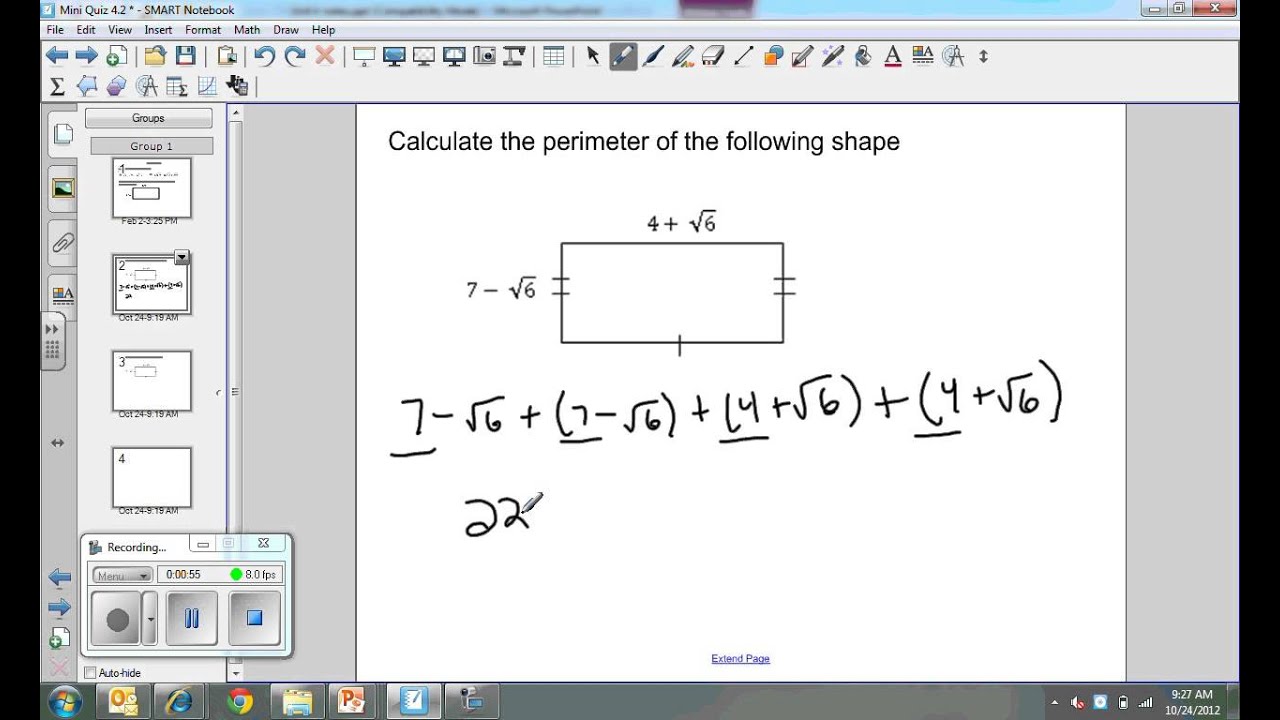 Calculating Perimeter with radicals - YouTube