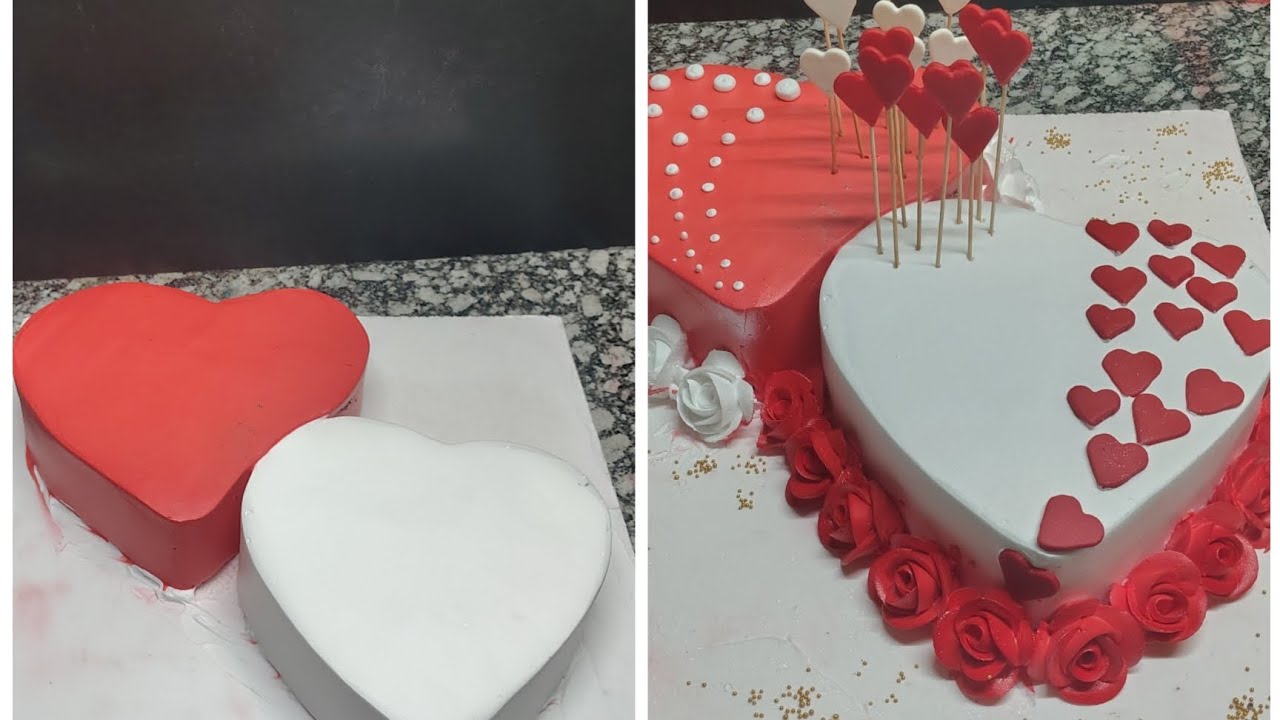 Heart Shape Cake Decorating | Heart Shape Cake tutorial step by step ...