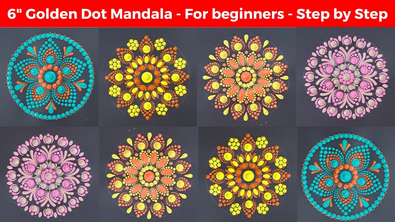 Dot Mandala for beginners | Step by Step | 6" Designs Compilation ...