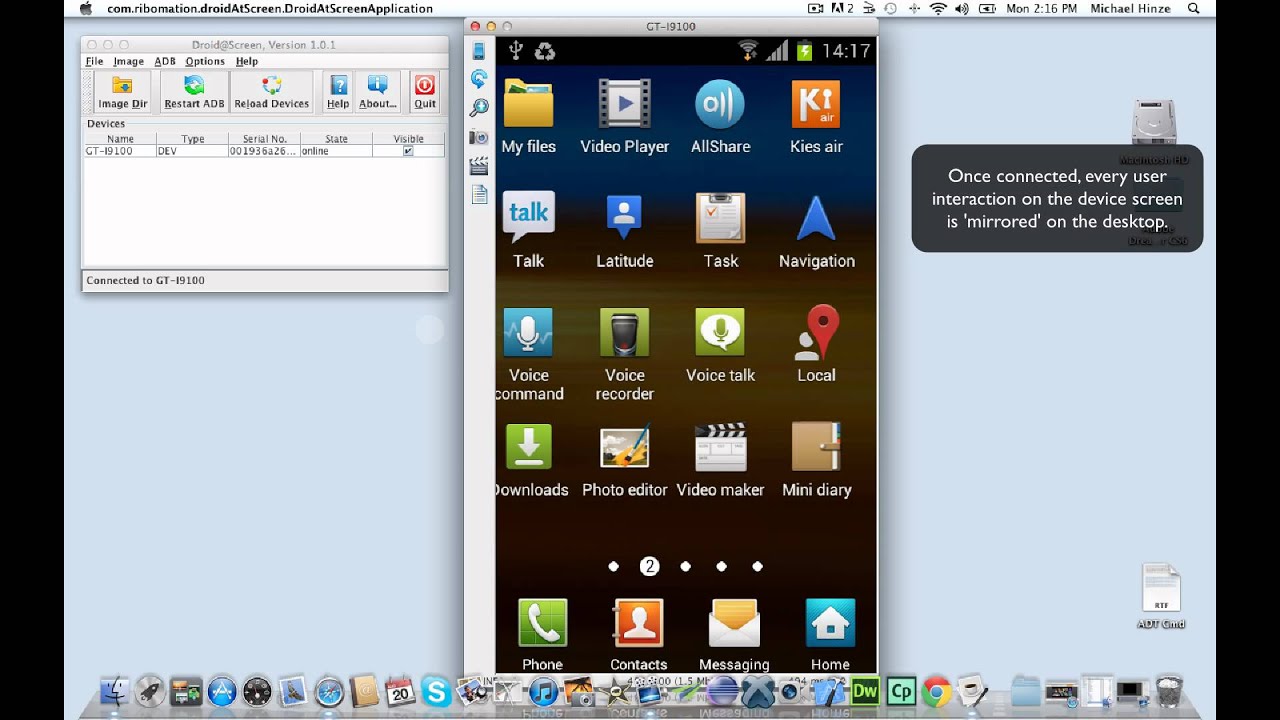 Using Droid@Screen app for Android screen recordings - YouTube