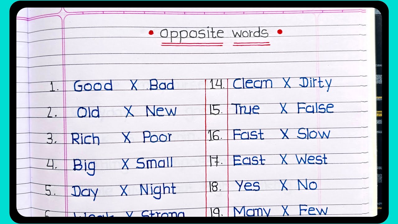20 Opposite words in english #Opposite words #Kids education #gsp ...