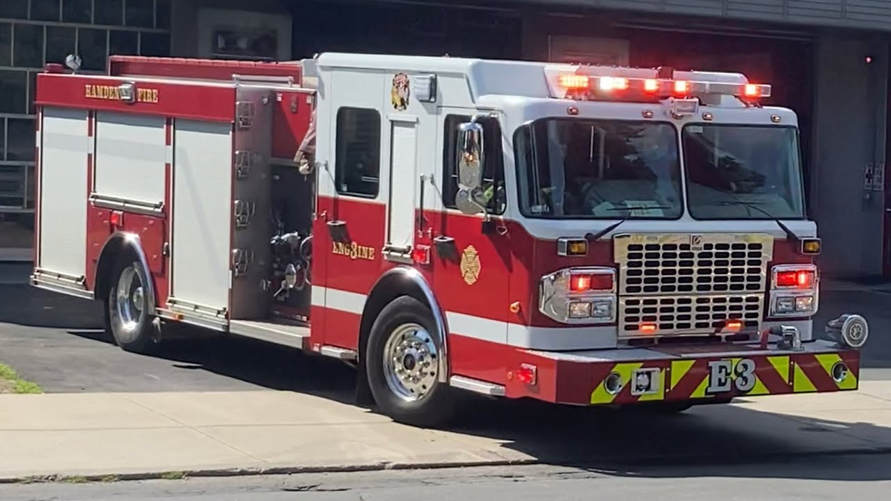 Hamden CT Fire Department Engine 3 & Car 4 Responding in New Haven ...