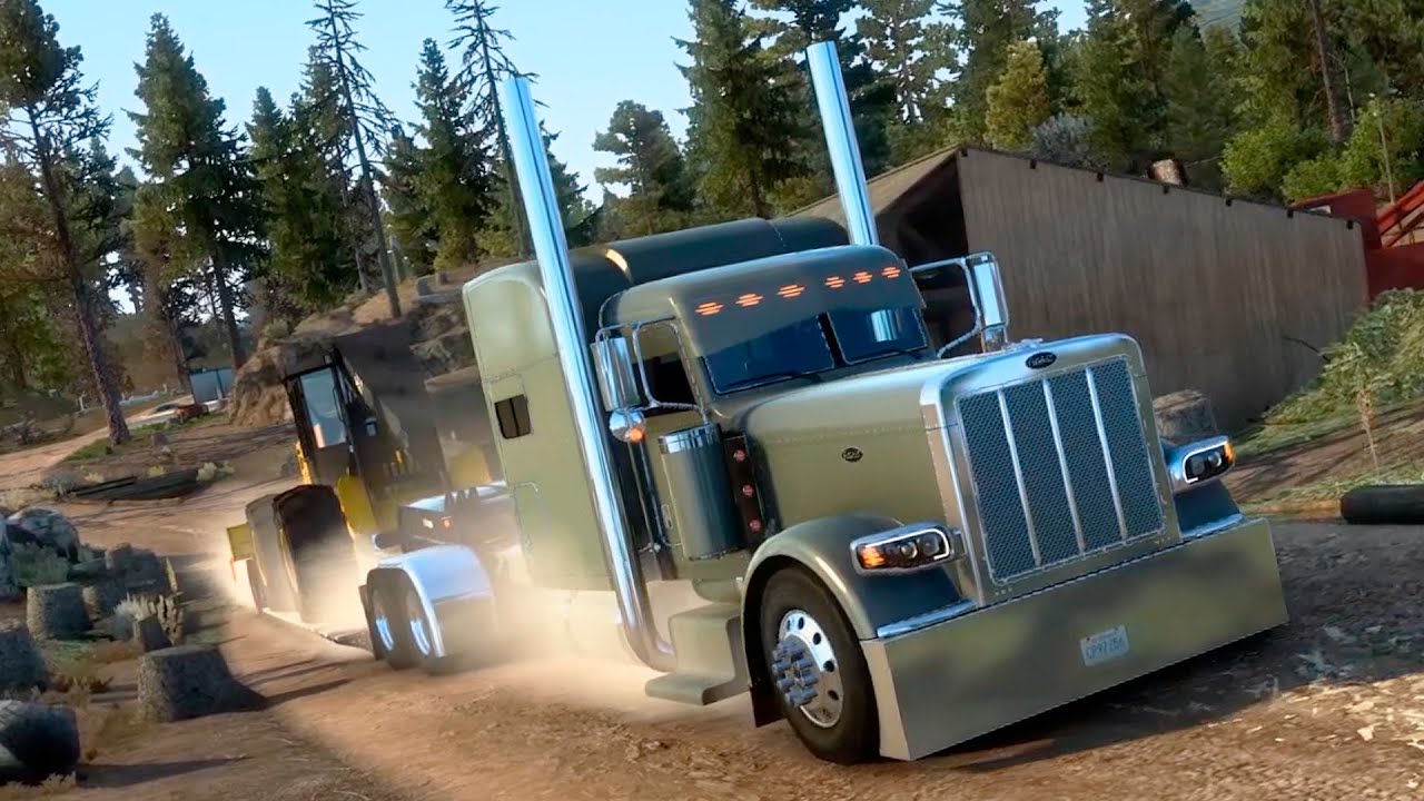 Rollin Peterbilt 379 jlr, ZM CAT C15 MBN 625hp hauling CAT 555d Skidder ...