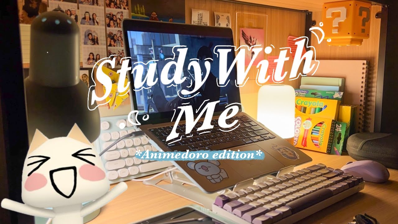 night time study with me 🍃 real time 40/20 animedoro, piano ...