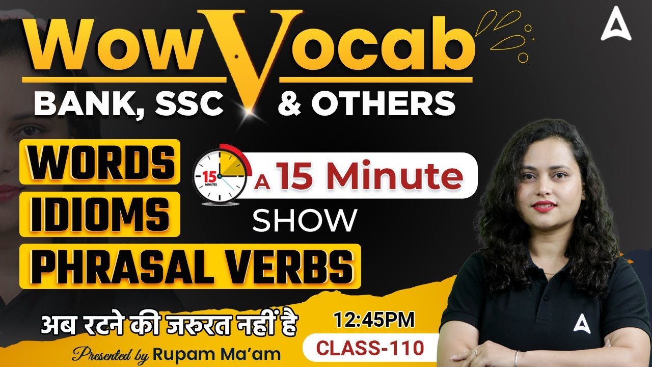 WOW VOCAB | English Vocabulary for Competitive Exams | Class #110 Rupam ...