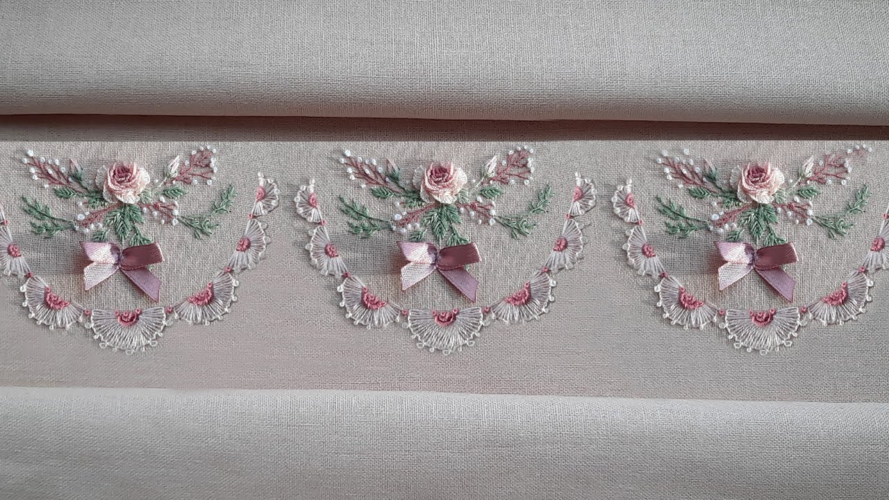 Rose Embroidery Border line roses Flower design - YouTube