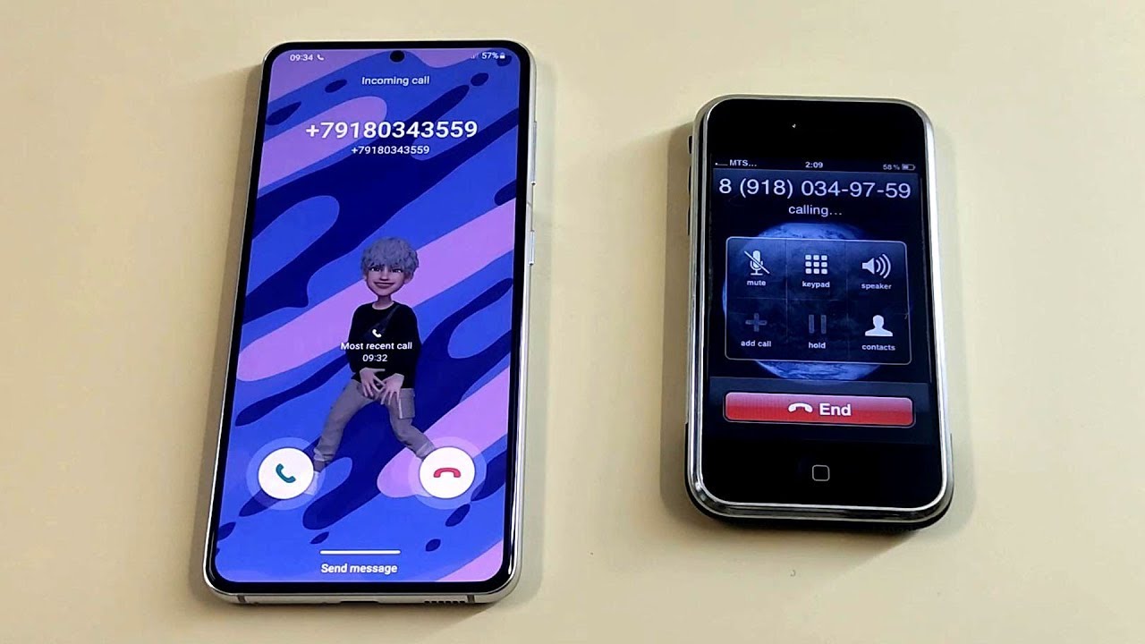 Samsung Galaxy S21 vs iPhone 2G incoming call & outgoing call - YouTube