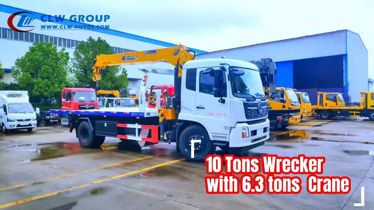 10 tons Road Rescue Wrecker Truck with 6.3 Tons XCMG Crane - YouTube