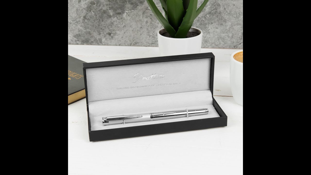 Personalised lightweight Stratton roller ball pen - YouTube