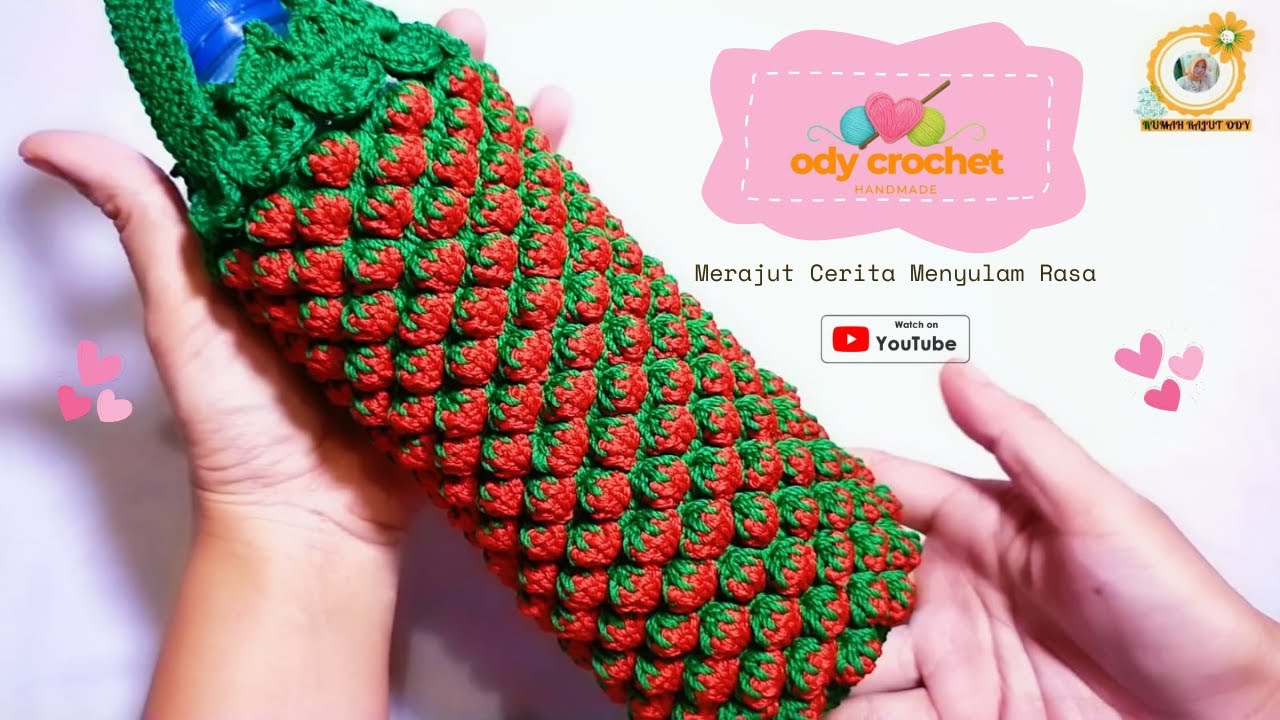 Tutorial Cover Botol Air Mineral motif Strawbery - YouTube