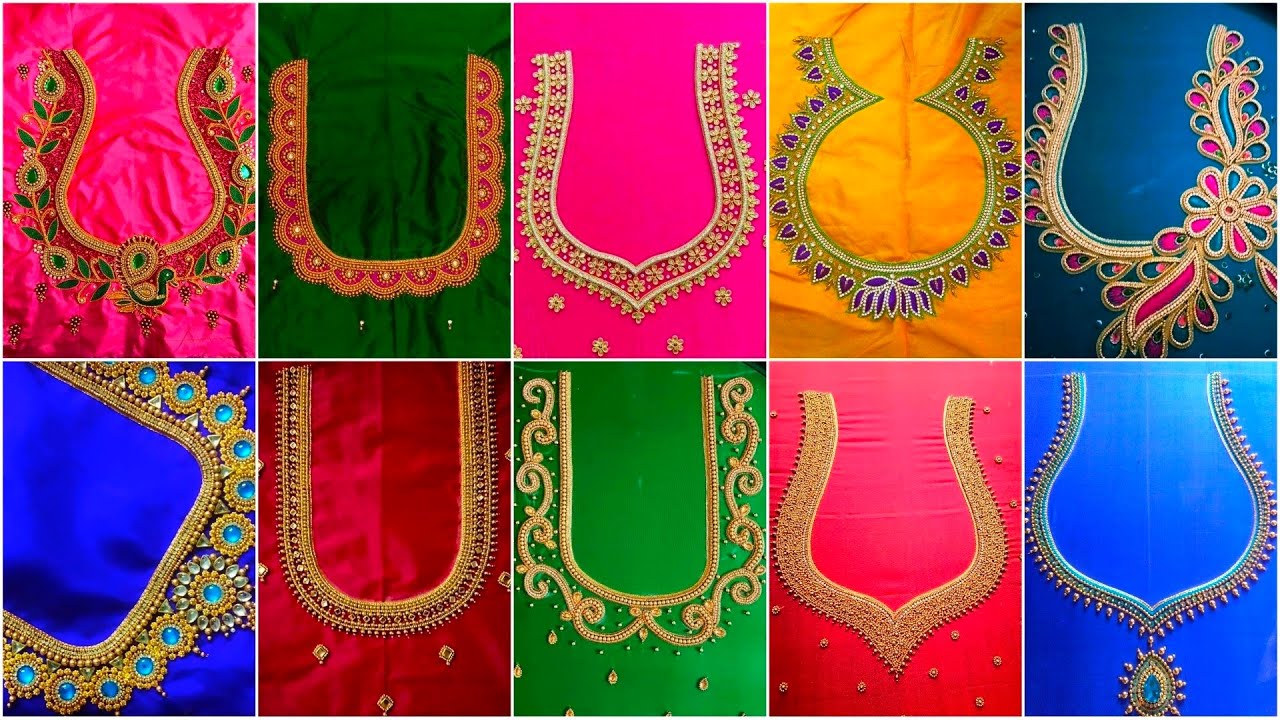 Latest aari work blouse back neck designs | aari work blouse design ...
