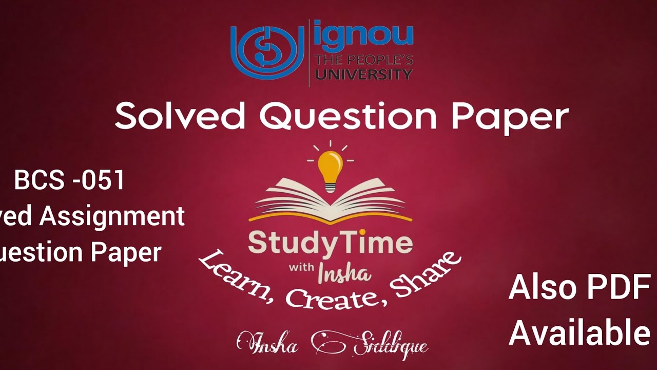 BCS-051/Solved Assignment Question paper/2024-25 - YouTube