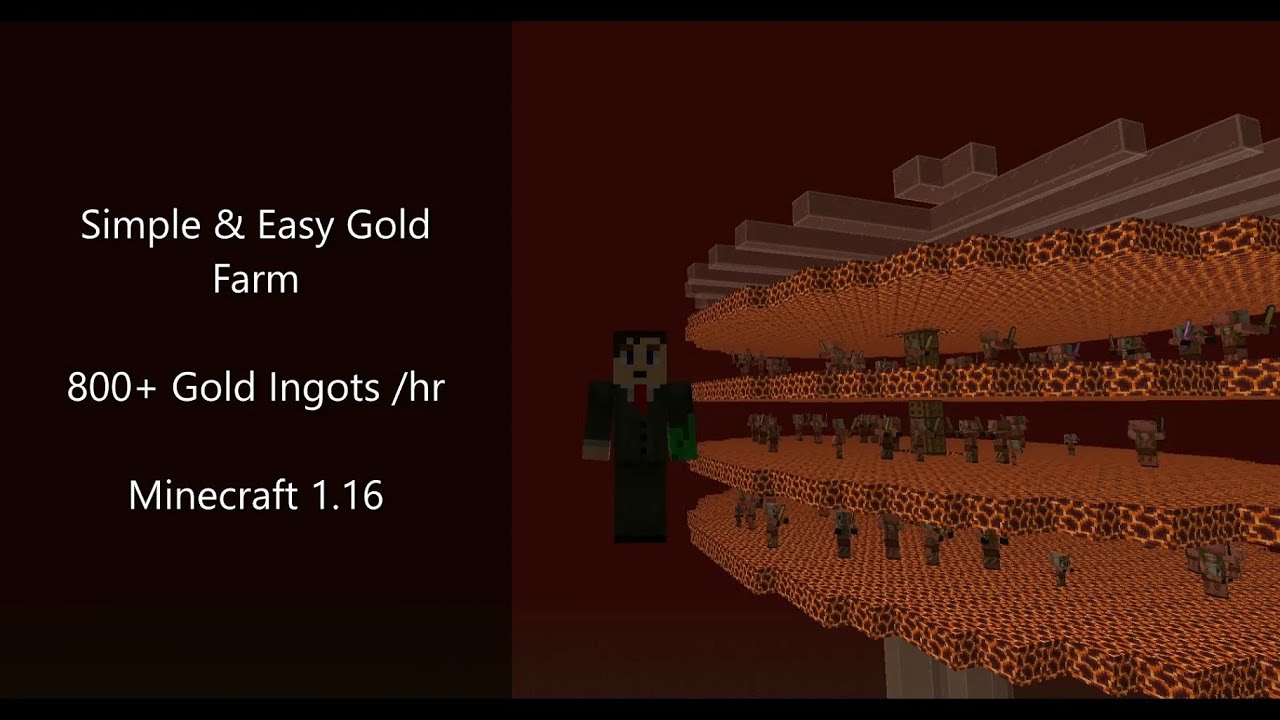 Simple & Easy Gold Farm - 800+ Gold Ingots /hr - Minecraft 1.16 - YouTube