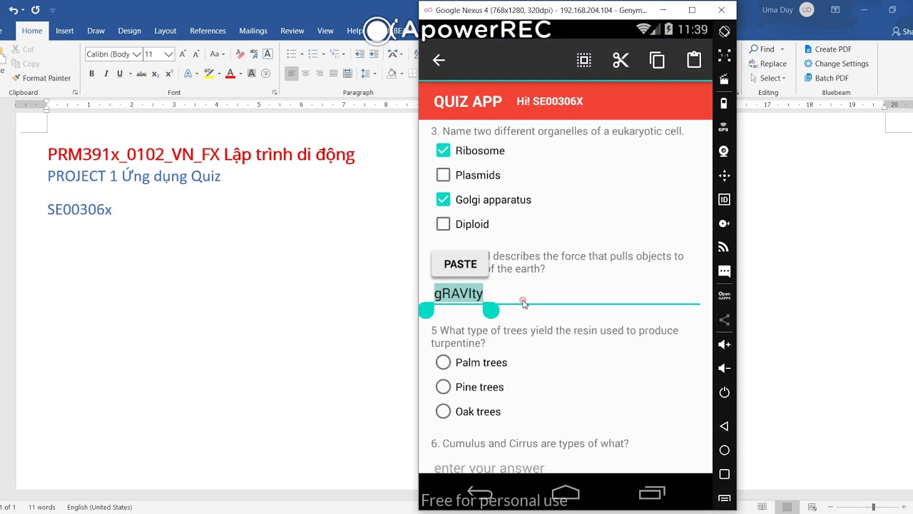 Project01 QuizApp SE00306x - YouTube