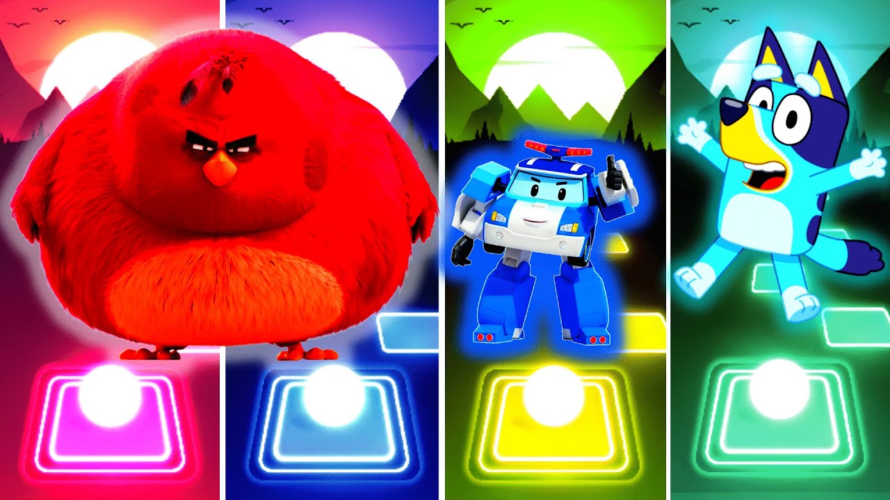 Angry Bird TERENCE vs Robocar Poly vs Bluey - Tiles Hop EDM Rush - YouTube