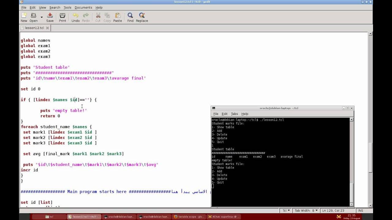 Programming in Tcl/Tk Lesson 12: Example application classsroom (Arabic Version) - YouTube
