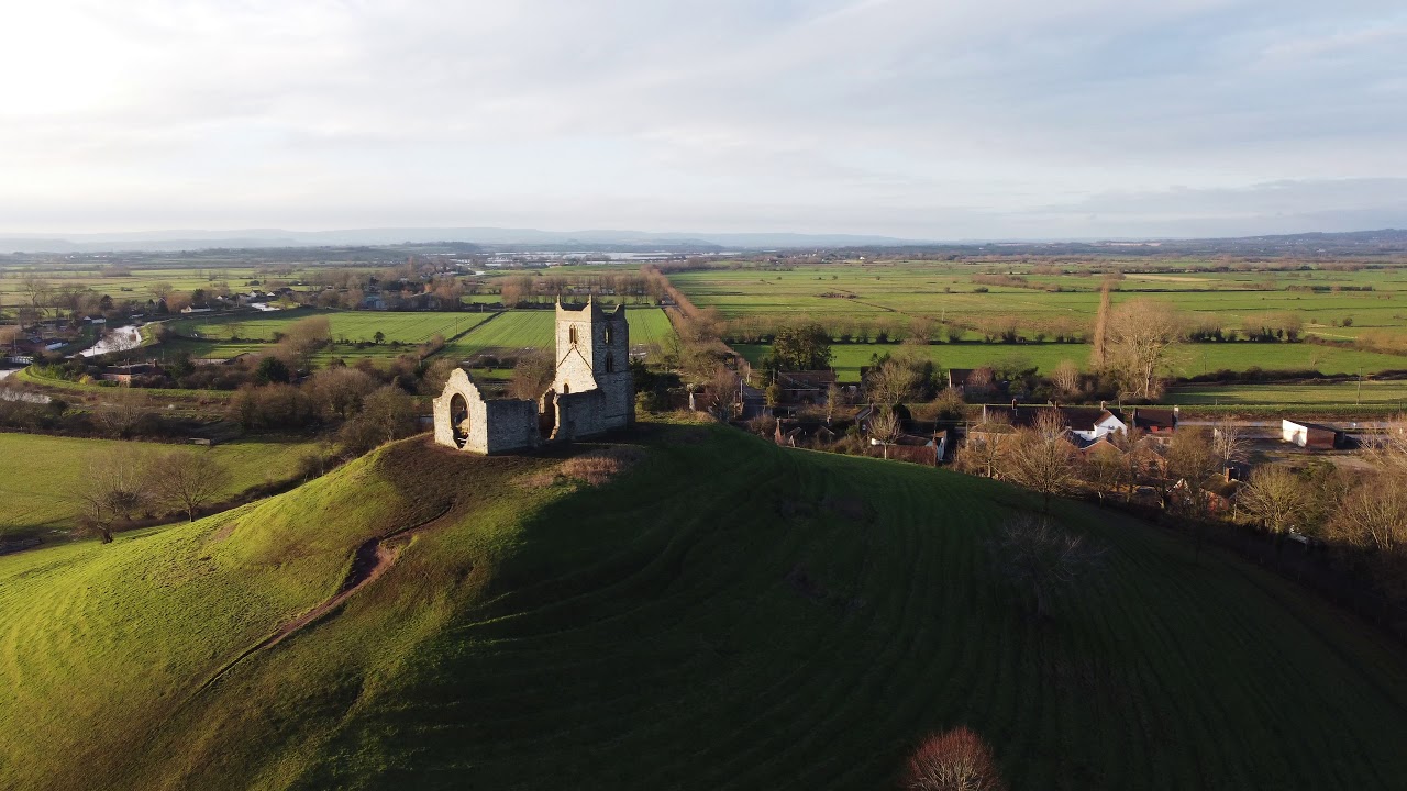 Drone footage Burrow Mump, Somerset UK - YouTube