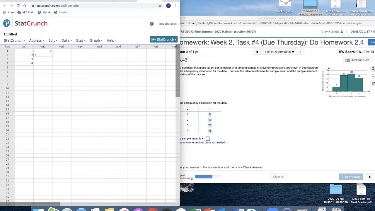 Mr. H's STAT 300: Using StatCrunch to find the Variance and Standard ...