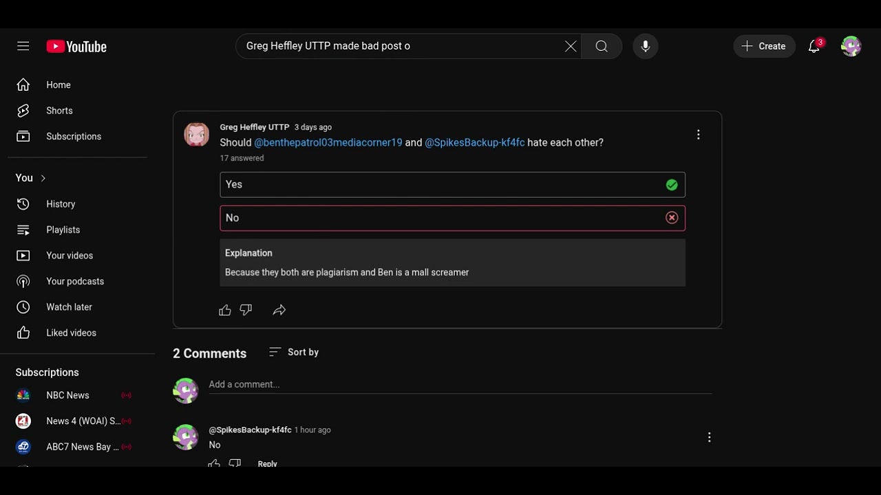 Greg Heffley UTTP made bad post out of me and @CaptainAnimation2 again ...