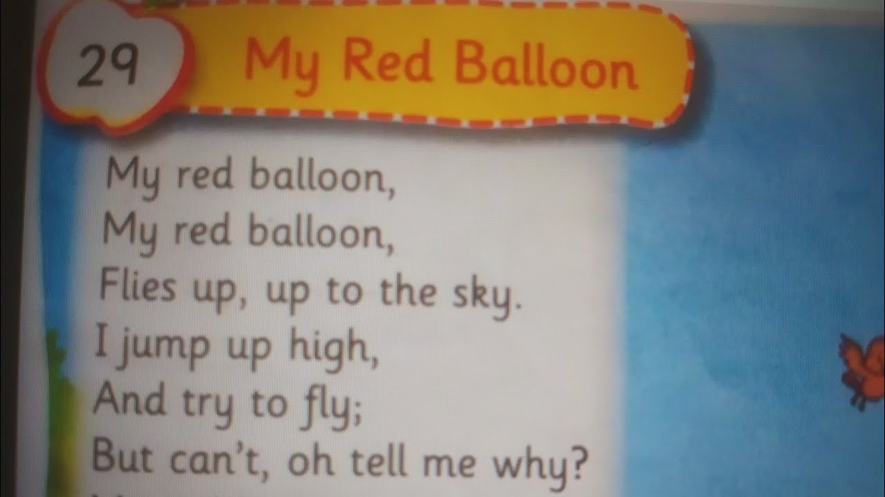 Pre school Rhymes - My Red Balloon - YouTube