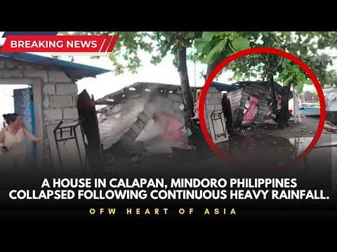 A house in Calapan, Mindoro Philippines collapsed following continuous ...