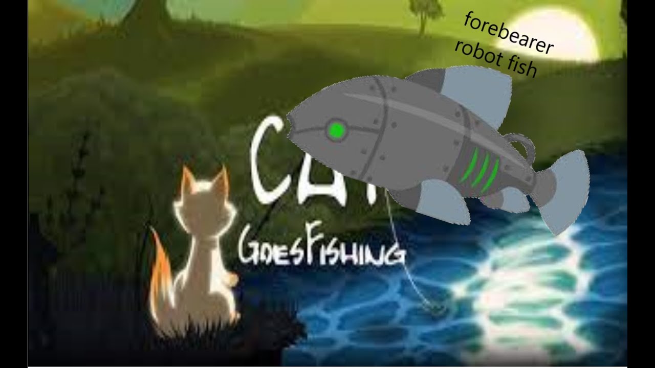 cat goes fishing robot fish - YouTube