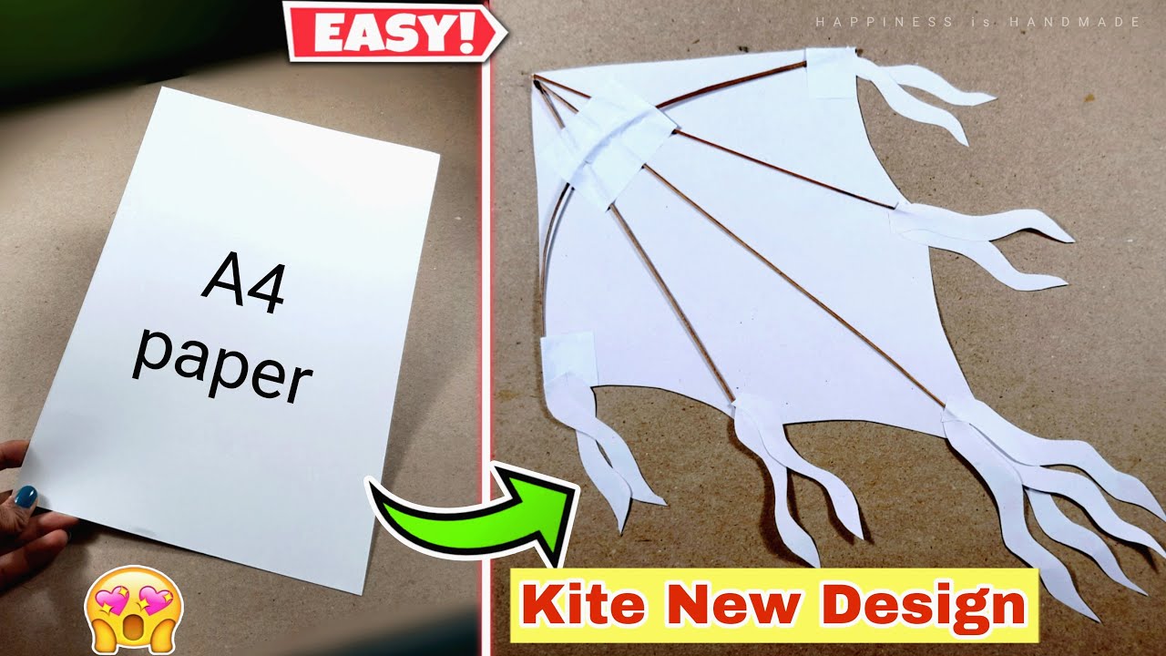 Kite making from A4 Paper || How to make Kite at Home || Kite making ...