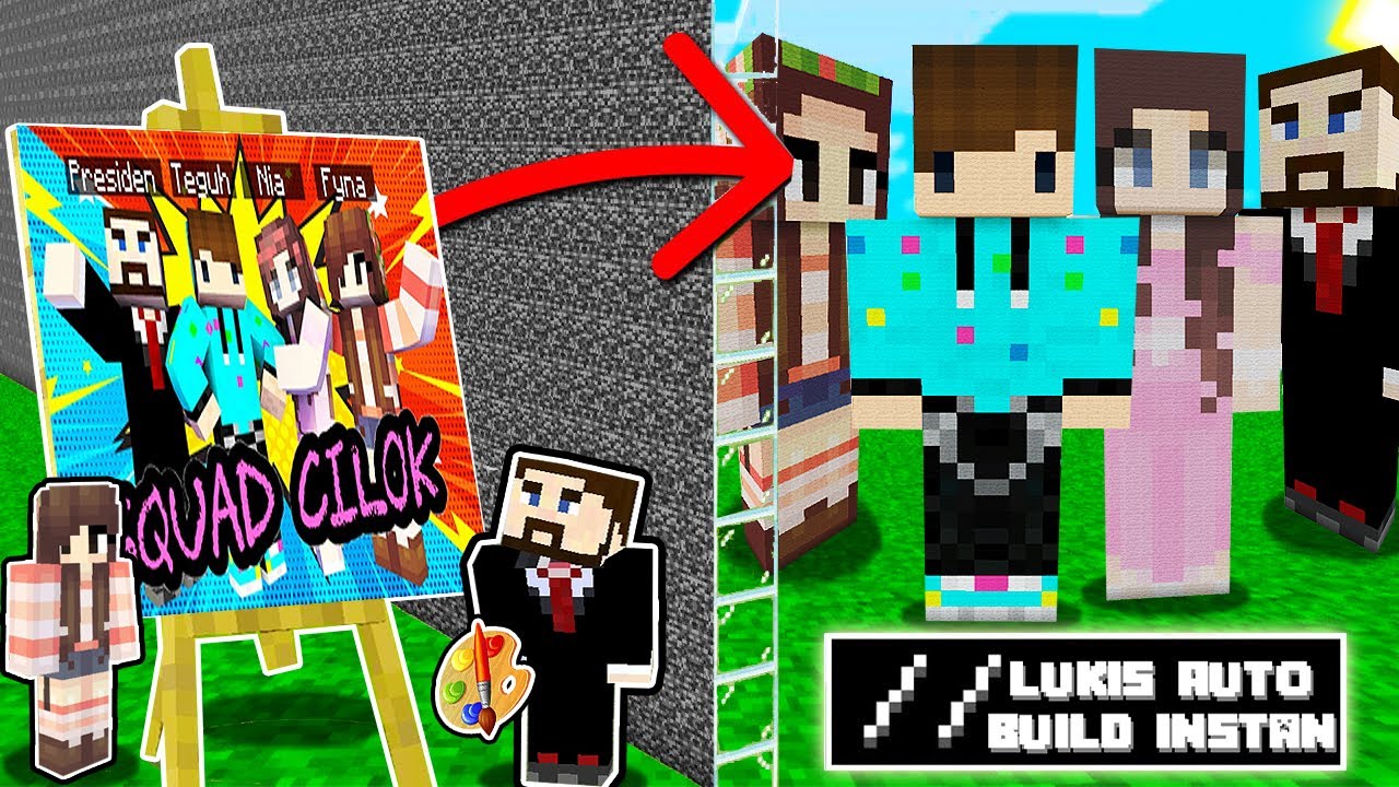 MINECRAFT BUILD BATTLE PATUNG SQUAD CILOK RAKSASA TAPI AKU PAKE TRIK ...