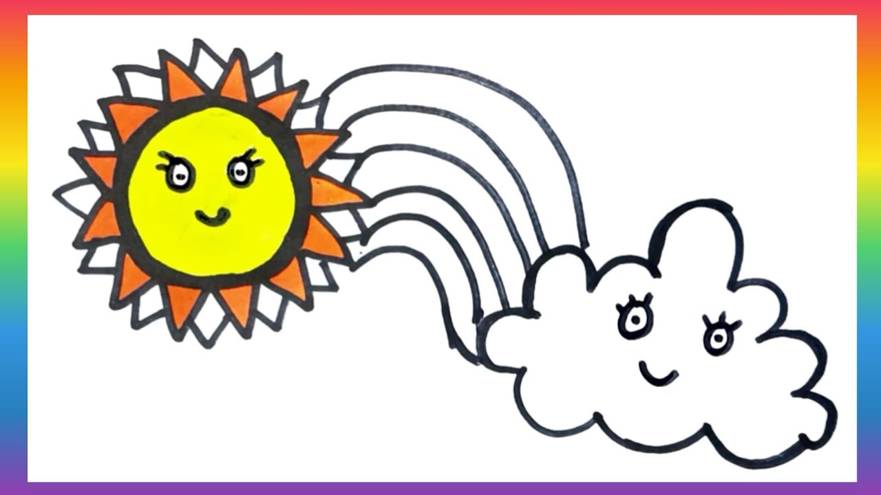 How to Draw and Colour Sun Rainbow and Cloud 🌨️ ☀️☀️ 🌈🌈🌈| Drawing Step ...