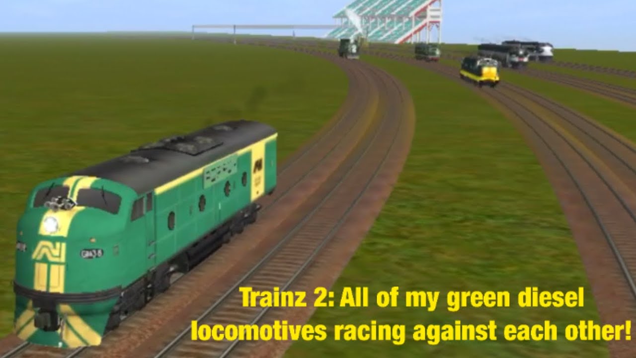 Trainz 2: All of my green diesel locomotives racing against each other ...