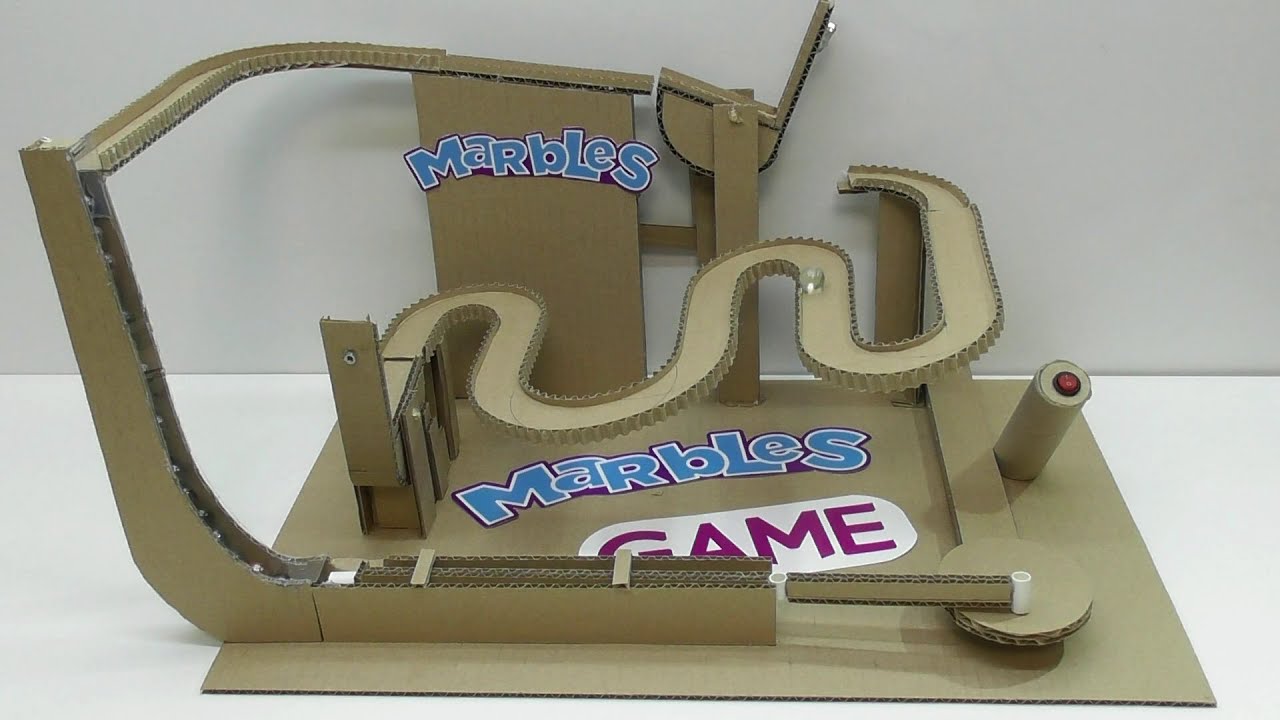How to make a Marble run with lift from Cardboard Board Game Marble ...