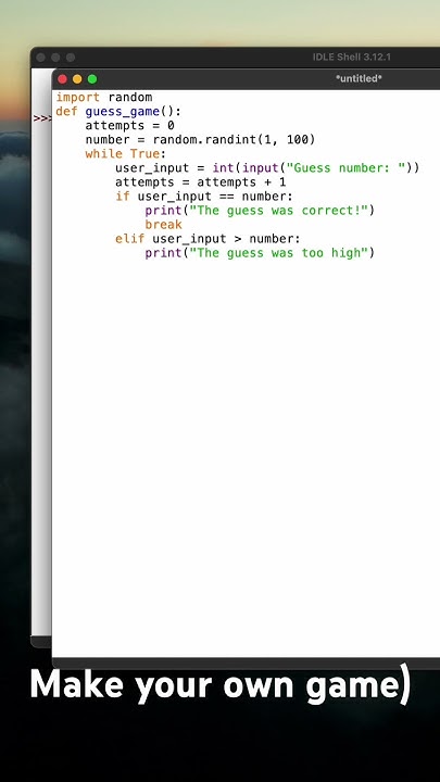 Quick Guess Game Python - YouTube
