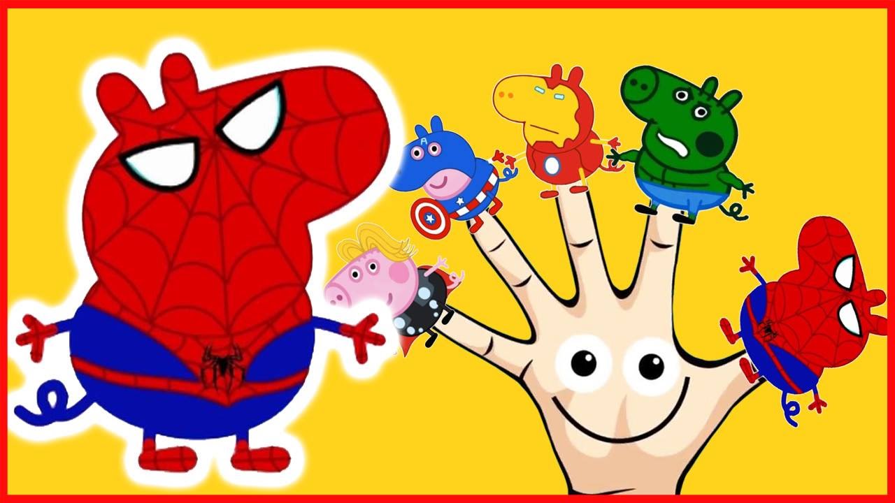 Peppa Pig Spiderman Finger Family - Movie Dry