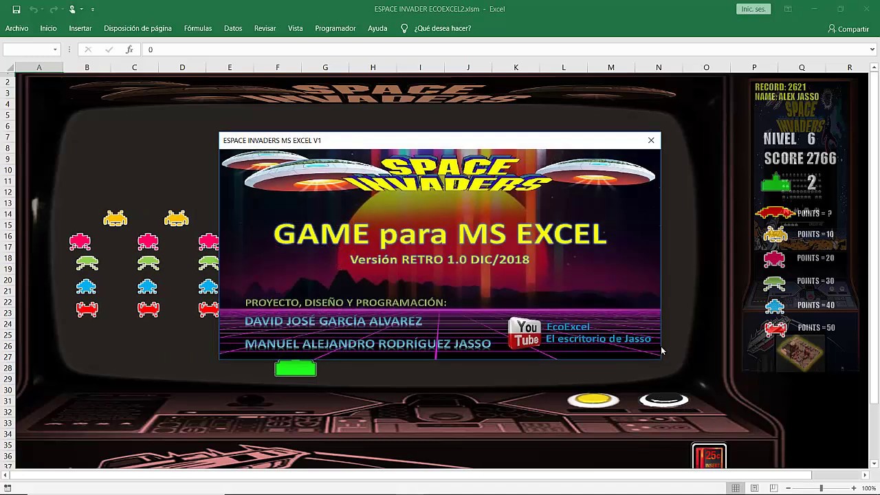 SPACE INVADERS EN MS EXCEL MACROS VISUAL BASIC ECOEXCEL By Alissa - YouTube