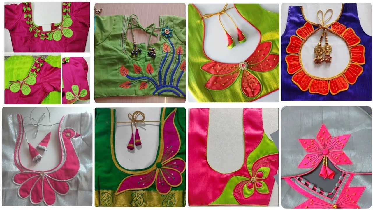 Beautiful patch work blouse back neck design👸/ ब्लाउज के गले का डिजाइन - YouTube