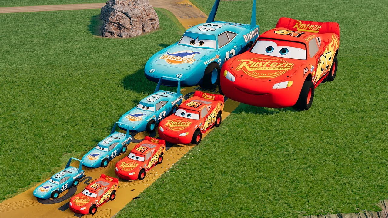 Big Lightning McQueen VS King Dinoco Leap Of Death in BeamNG.Drive ...