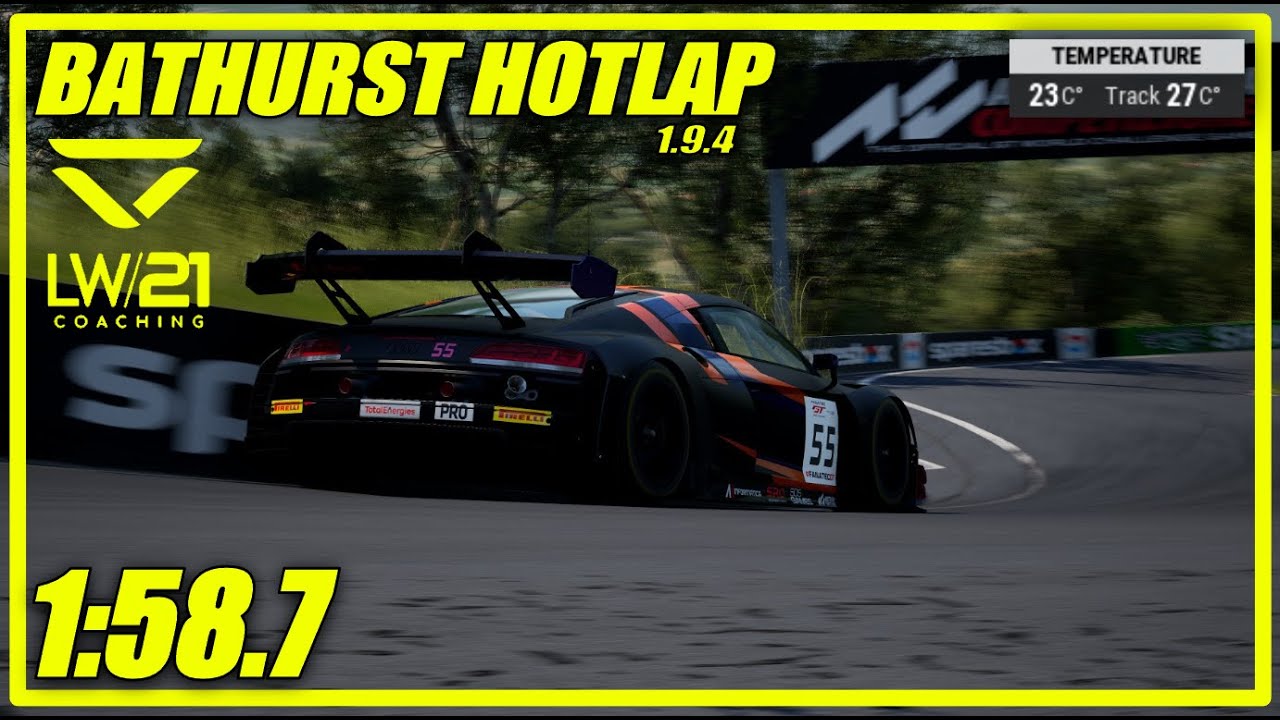 AUDI R8 LMS EVO II BATHURST HOTLAP [NO TC] | LW/21 COACHING | Assetto Corsa Competizione 1.9.4 ...