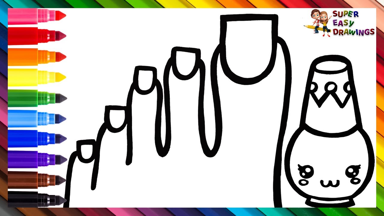 Drawing And Coloring A Foot With Rainbow Nailpolish 🦶💅🌈 Drawings For ...